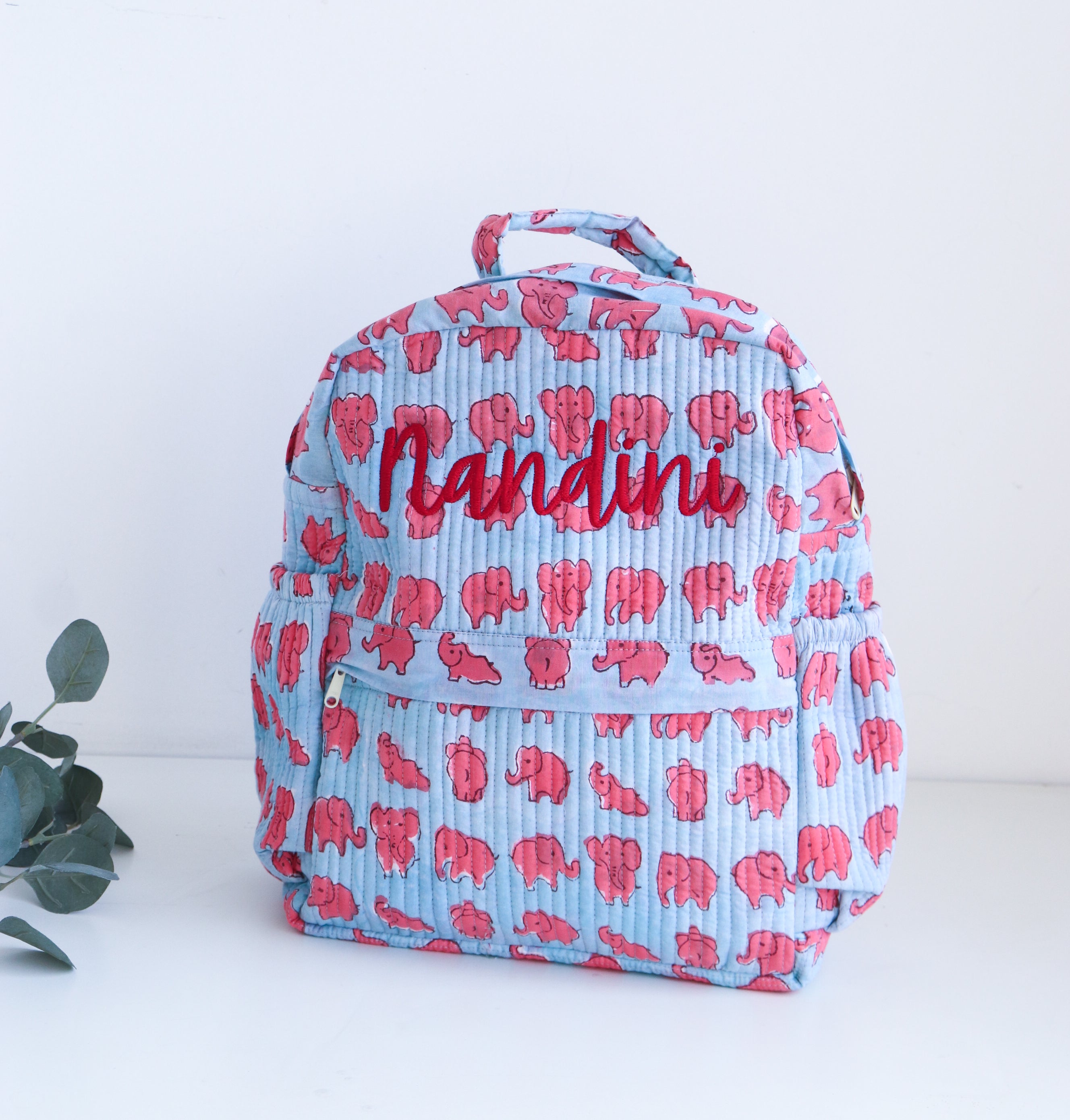Personalized Kids Quilted block print back pack - Toddler back pack ...